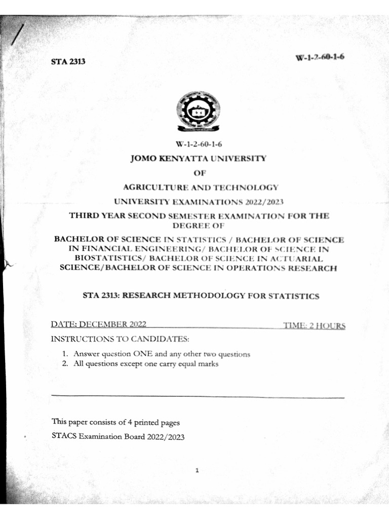 2022 STA Research Methodology Exam (1) | PDF