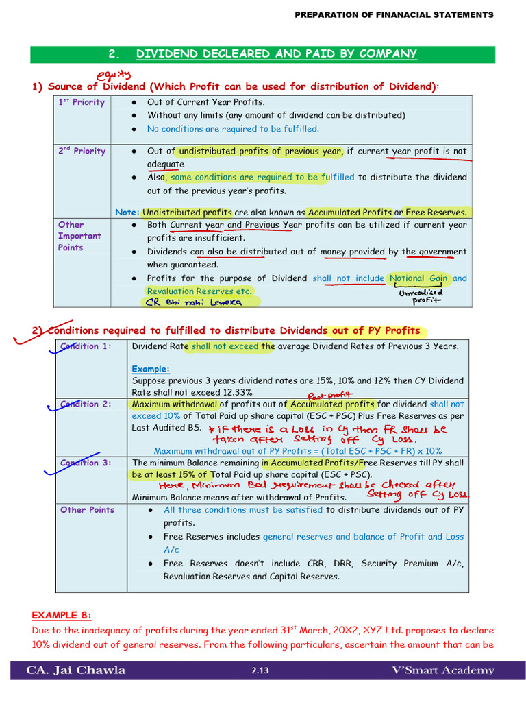 Financial Statements - Summary | PDF | Dividend | Income Statement