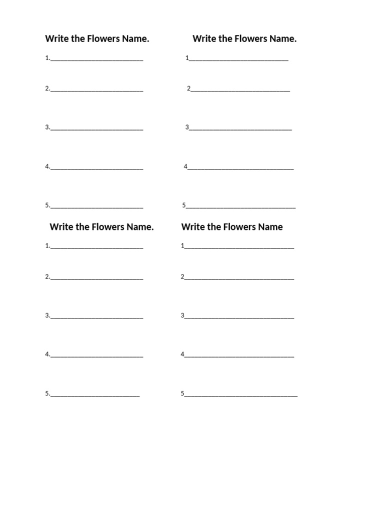 Write The Flowers Name | PDF