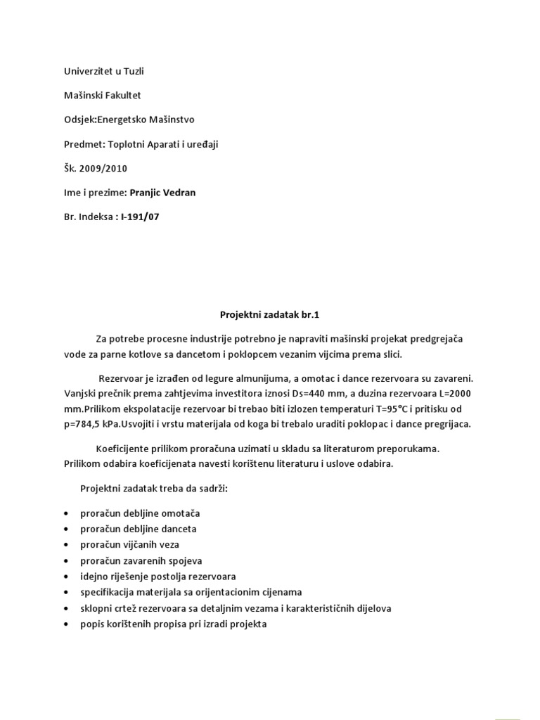 Projektni Zadatak 1 | PDF