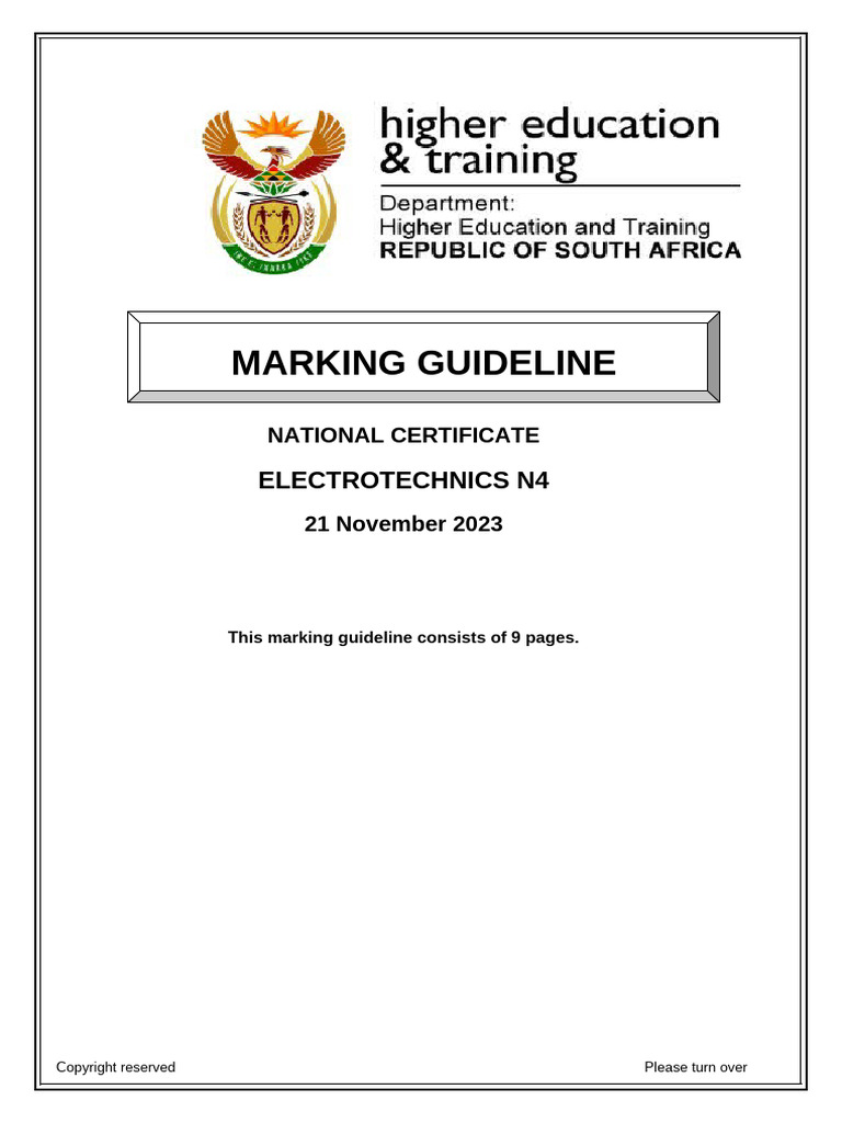 Electrotechnics N4 Marking Guide | PDF | Electrical Engineering ...