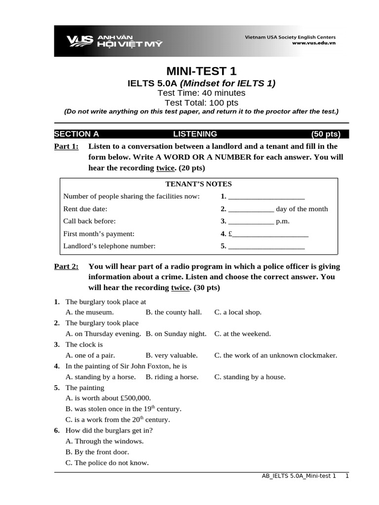 IELTS 5.0 Mini-Test Overview | PDF | Mental Disorder | Mental Health