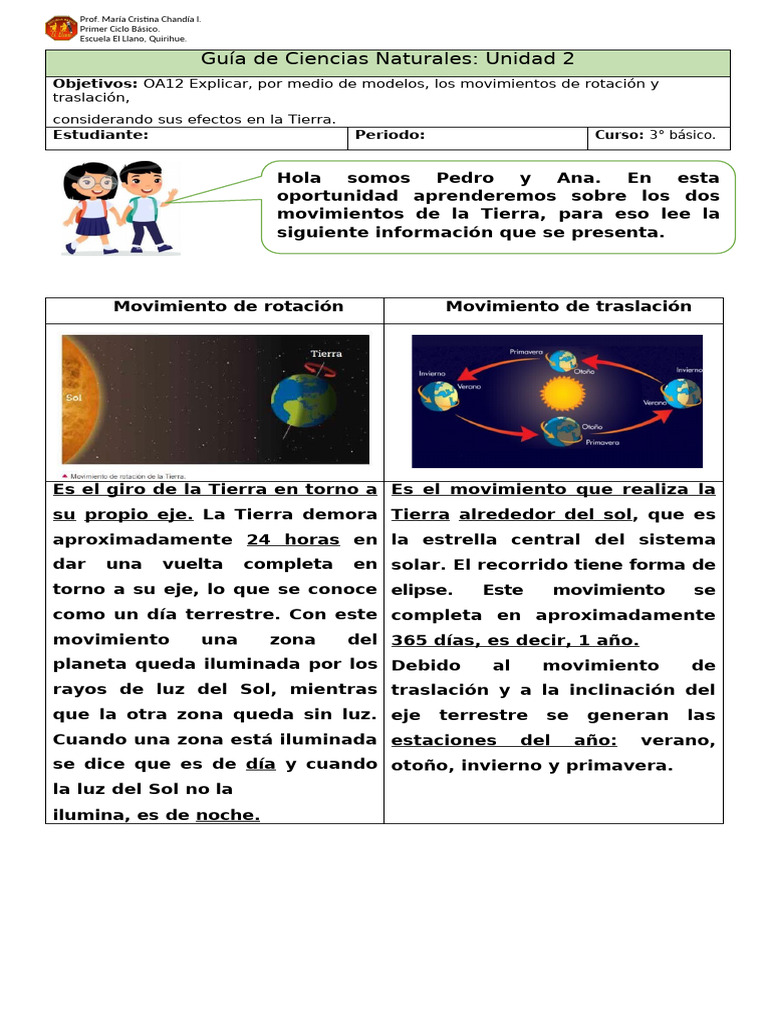 Guia Movimientos de La Tierra | PDF | Tierra | Astronomía