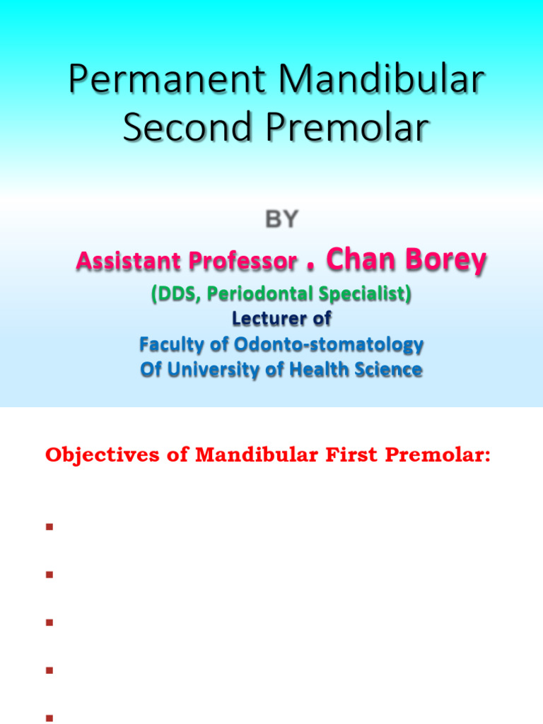 Permanent Mandibular 2nd Premolar | PDF | Dental Anatomy | Dentistry