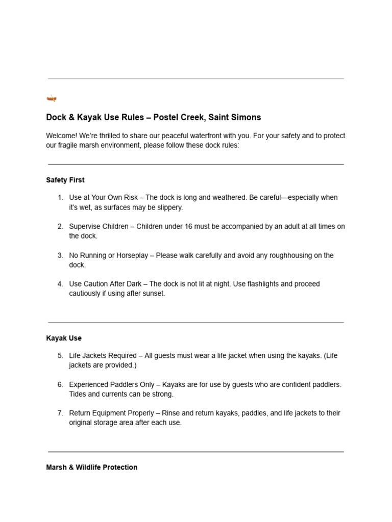 Dock Rules | PDF