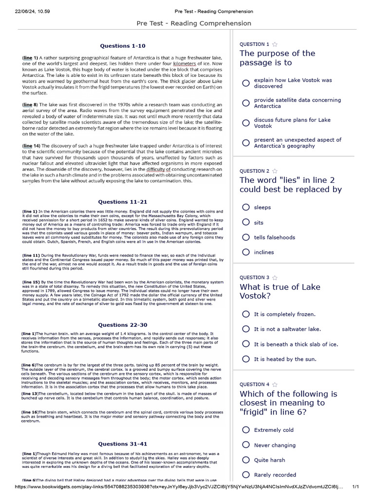 Pre Test - Reading Comprehension | PDF | Earth Sciences | Physical Sciences