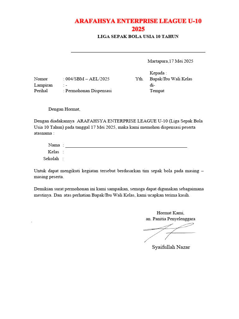 Dispensasi AEL | PDF