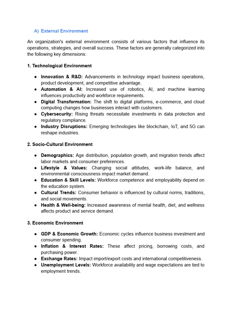 External Environment - Task Environment - Internal Environment-1 | PDF ...