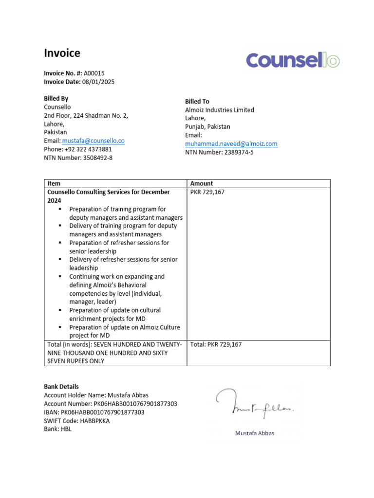 Almoiz Invoice - December 2024 | PDF