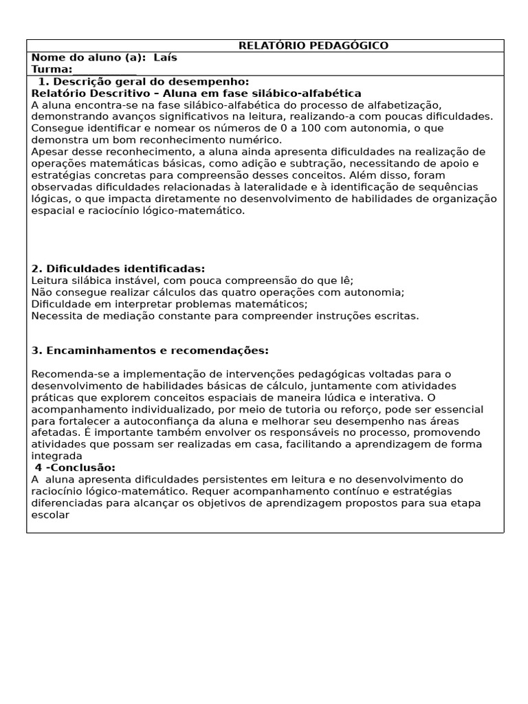 Relatorio Laís | PDF