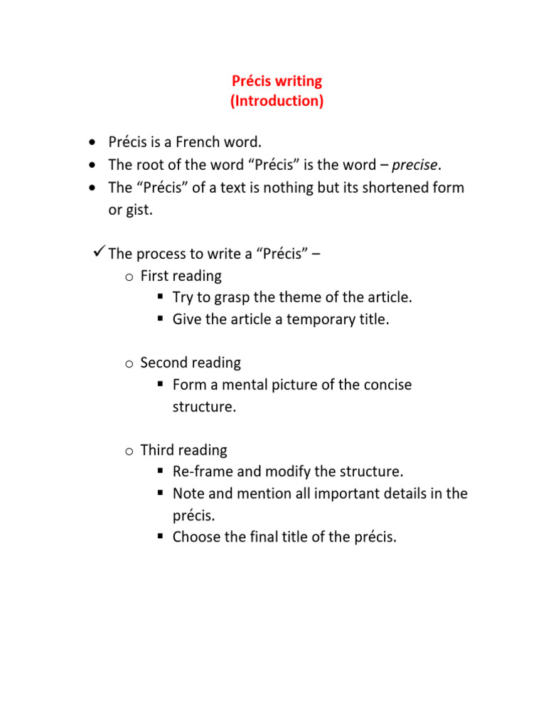 How to Write a Précis Effectively | PDF | Linguistics