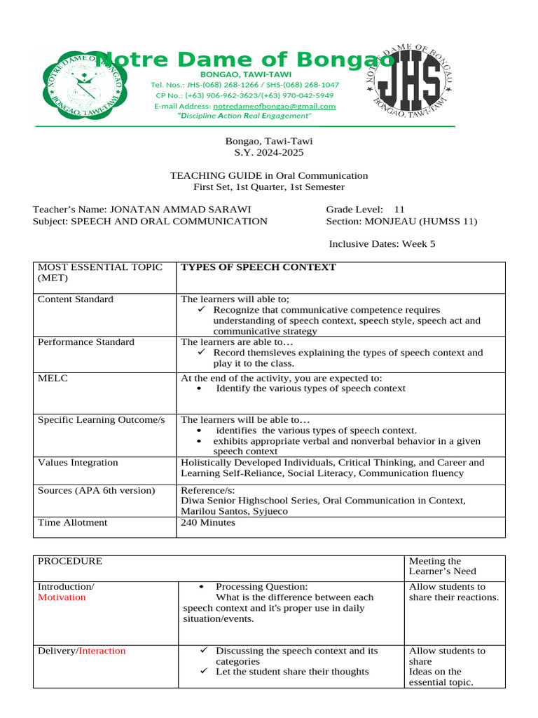 Tg Oral Com (Humss) 1q Part 2 Fixed Vers | PDF | Learning | Communication