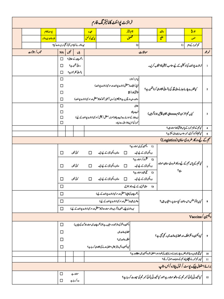 Transit Check List | PDF