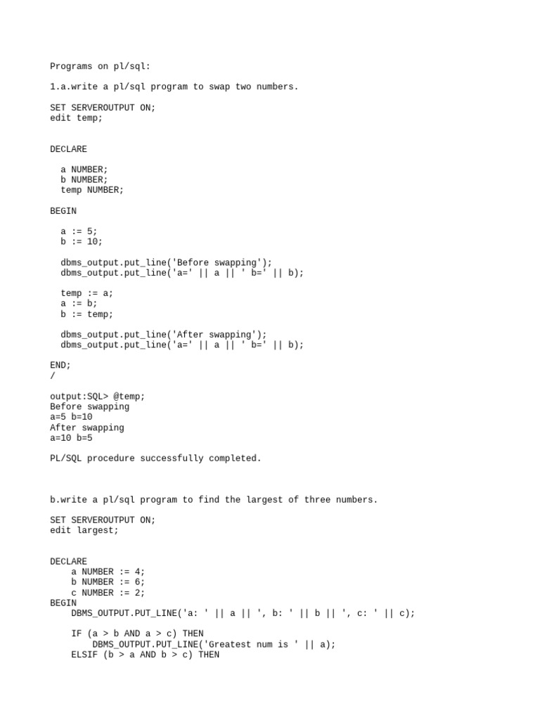 Part-B Programs | PDF | Pl/Sql | Software Engineering
