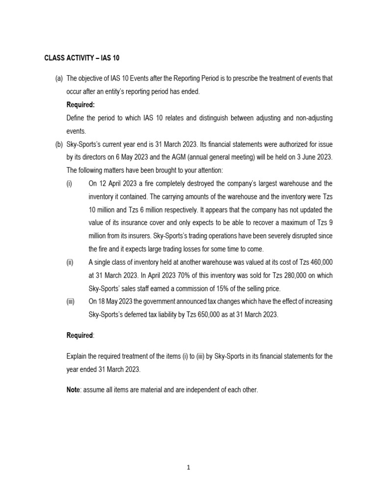 Class Activity On Ias 10 | PDF