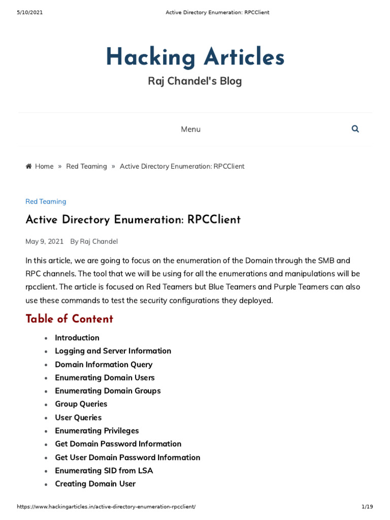 Active Directory Enumeration - RPCClient | PDF | Active Directory ...