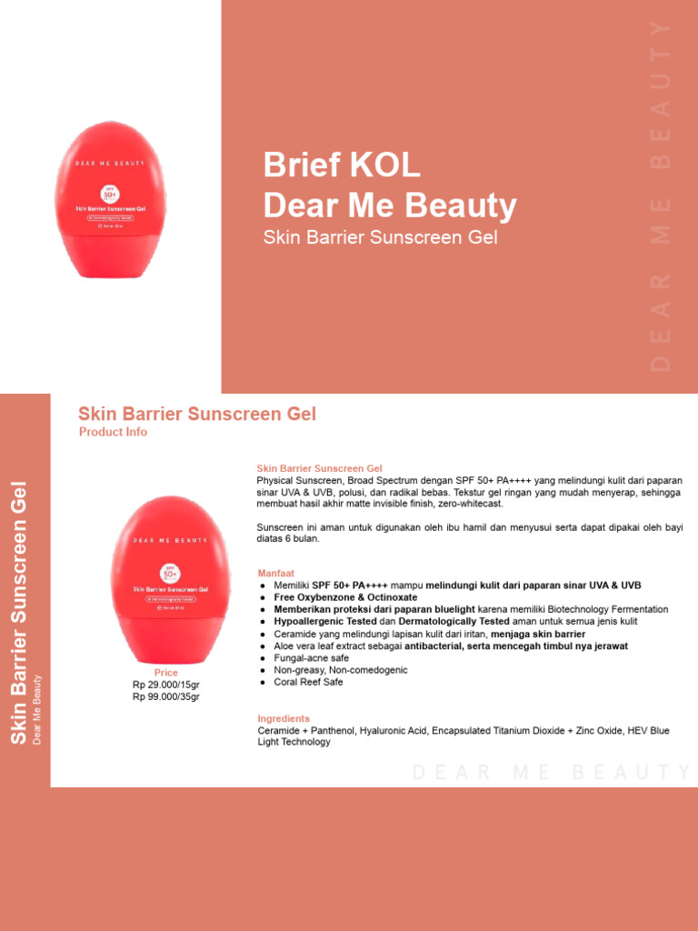 Brief KOL - Skin Barrier Sunscreen Gel (SBSG) | PDF