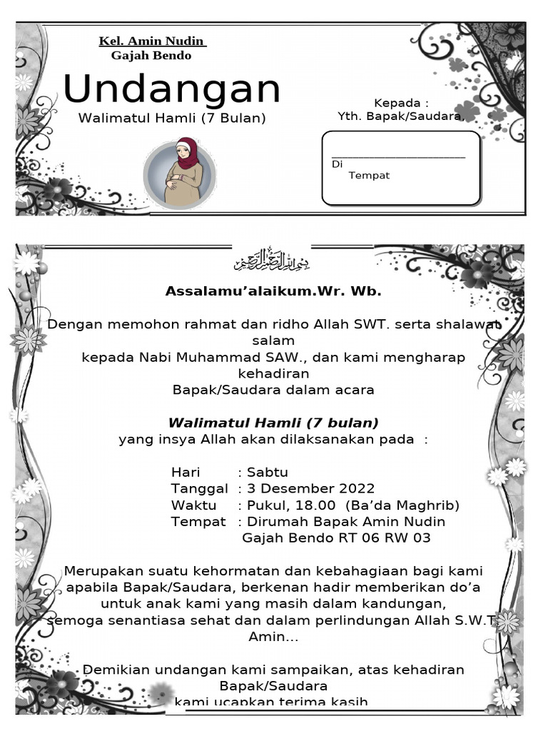 Undangan Walimatul Hamli Amin Nudin | PDF