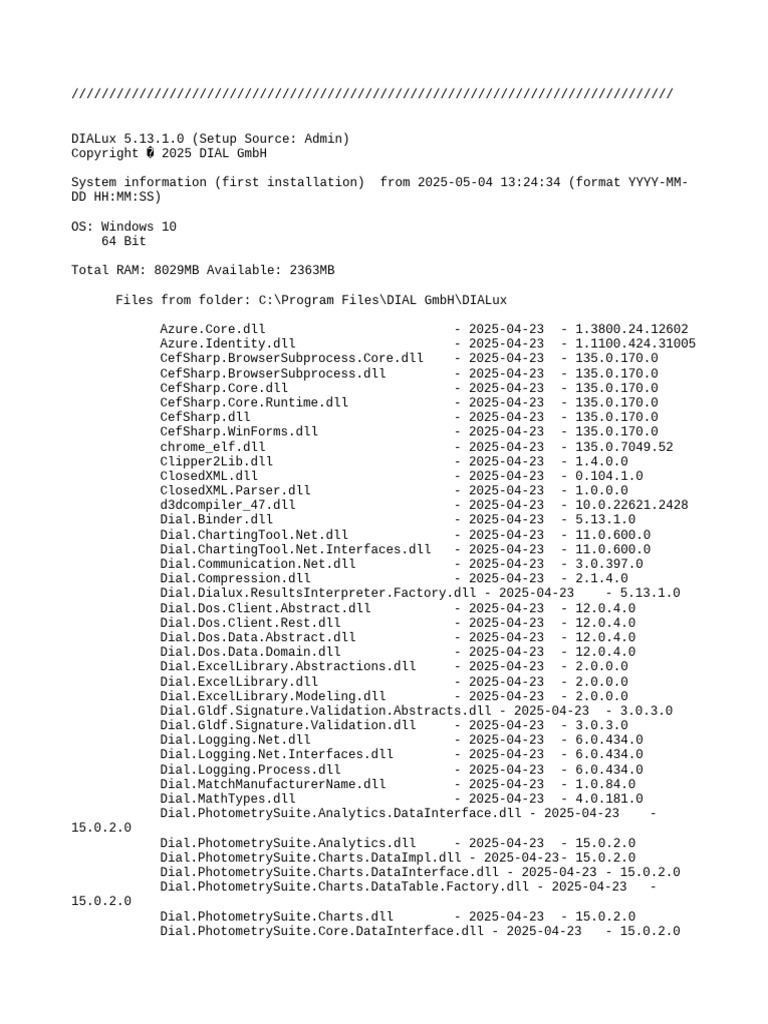 DIALux Setup Information | PDF | Graphical User Interfaces | Library (Computing)