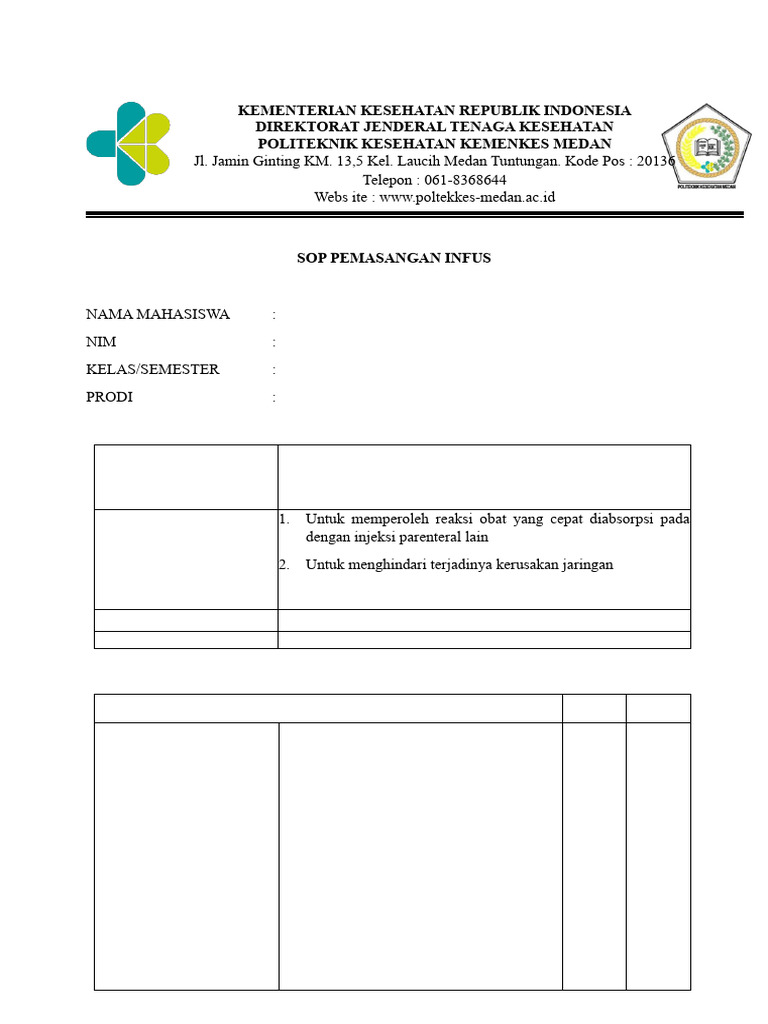 SOP Pemasangan Infus dan Kateter | PDF