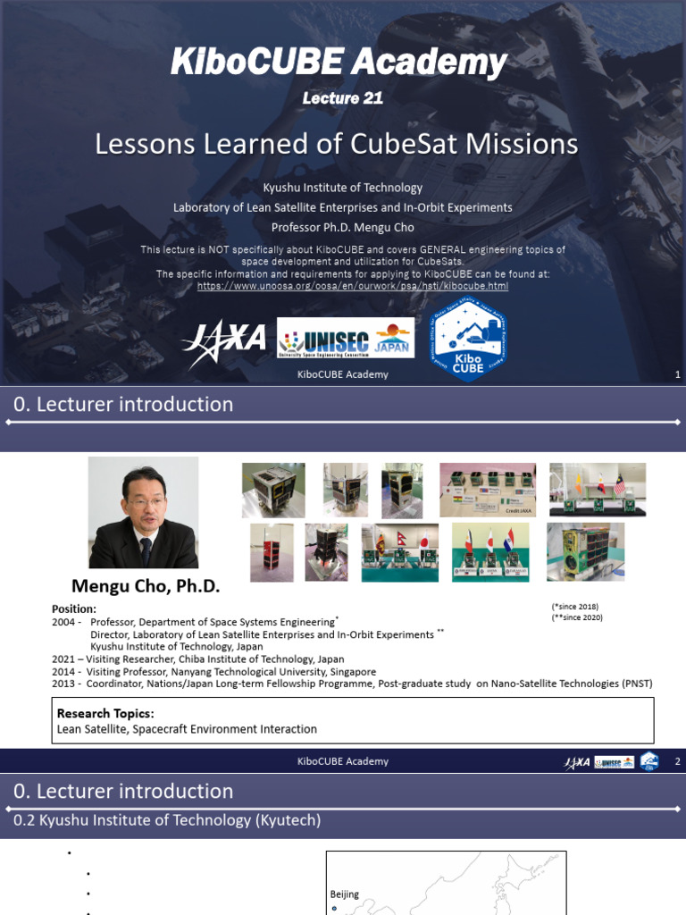 KiboCUBE_Academy_2022_Lessons Learned of CubeSat Mission | PDF | Satellite | Project Management