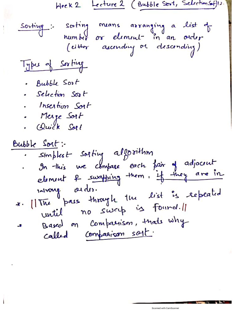 Bubble Sort Notes | PDF