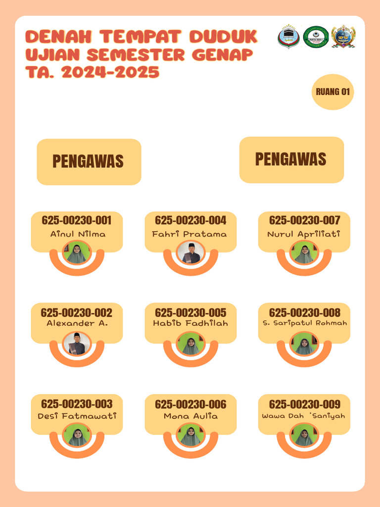 Denah Tempat Duduk Kelas Poster Bagan Pengaturan Kelas Oren Ilustratif ...