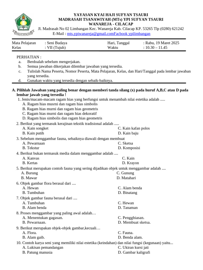 Soal SBK Asts 2025 | PDF