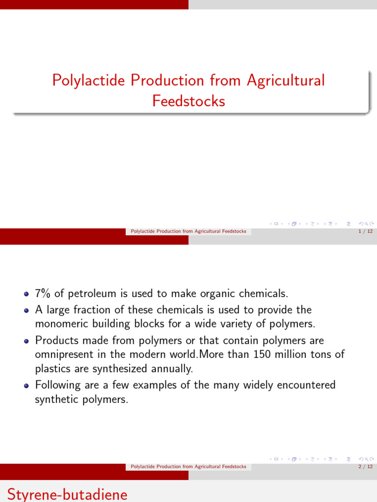 Polylactide Synthesis from Corn Starch | PDF | Polymers | Polystyrene