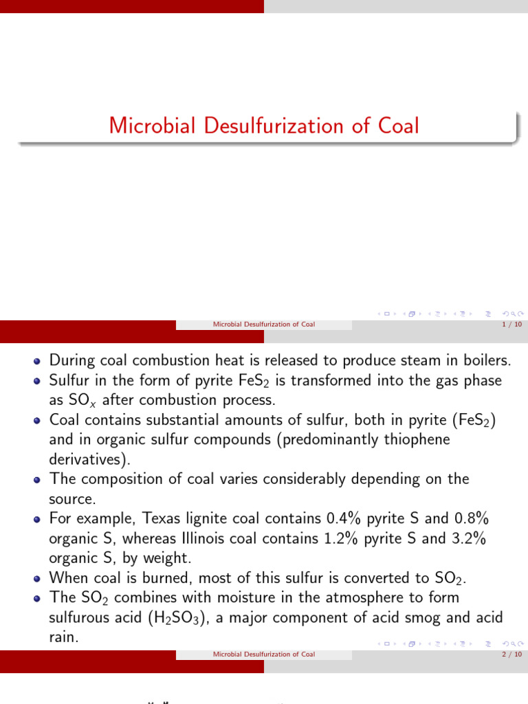 Microbial Desulfuration of Coal 01 | PDF | Sulfur | Coal