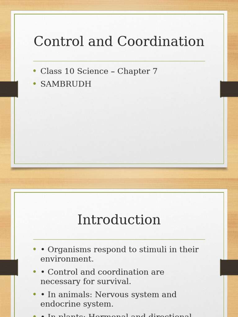 Control and Coordination in Organisms | PDF