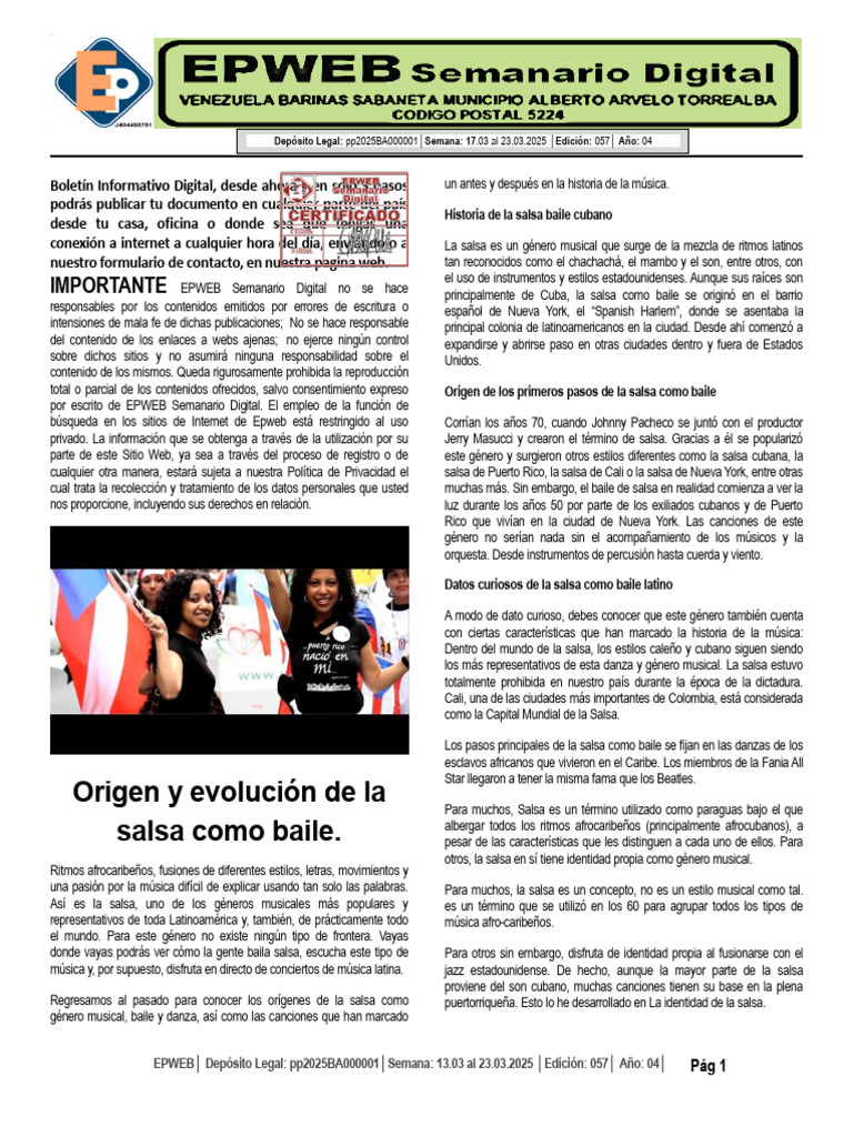 Origen y Evolución de La Salsa Como Baile.: Importante | PDF | Cuba ...