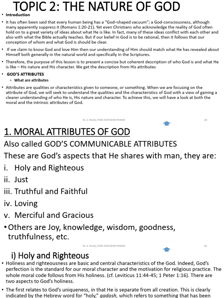 Topic 2 The Nature of God | PDF | Trinity | Grace In Christianity
