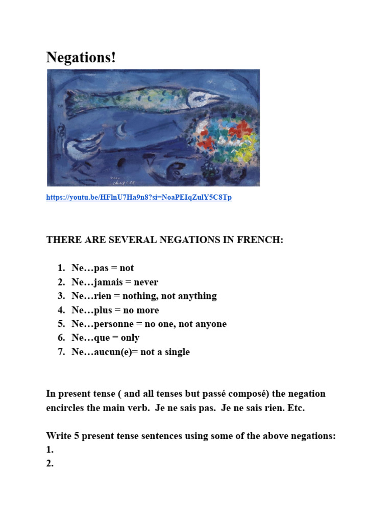 Negation Lesson | PDF