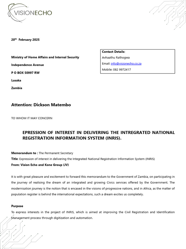 Letter of Expression - Home Affairs and Internal Security | PDF ...