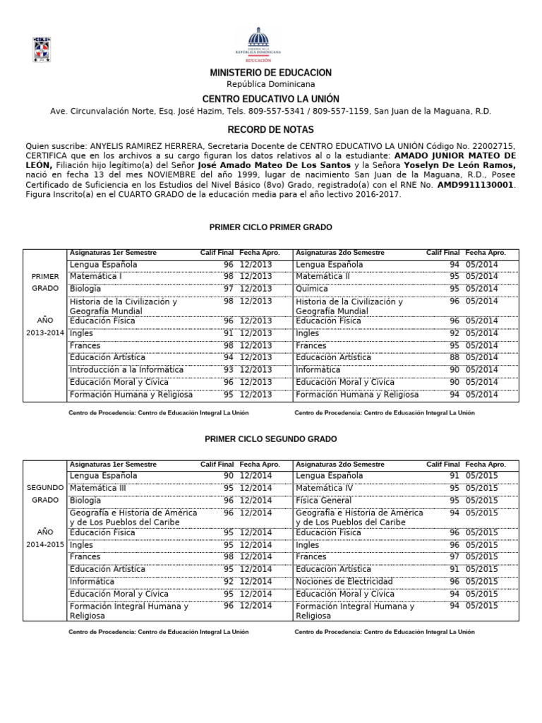 Record Amado Junior Mateo de Leon | PDF