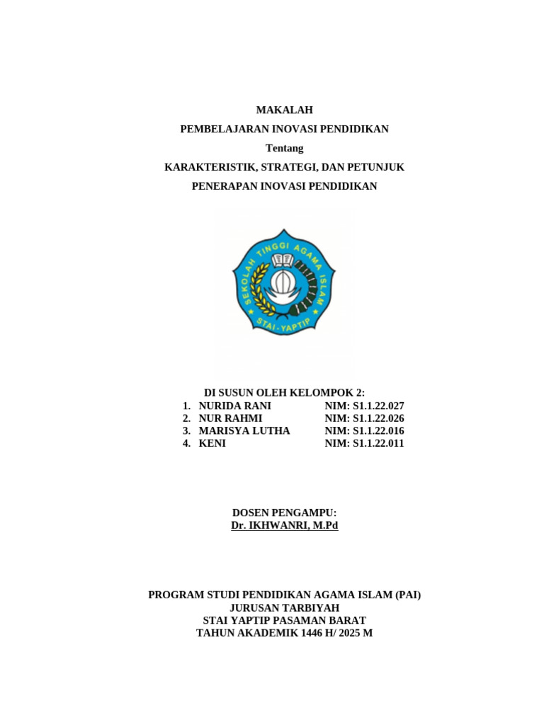 Makalah Inovasi Pendidikan KLP 2-2 | PDF