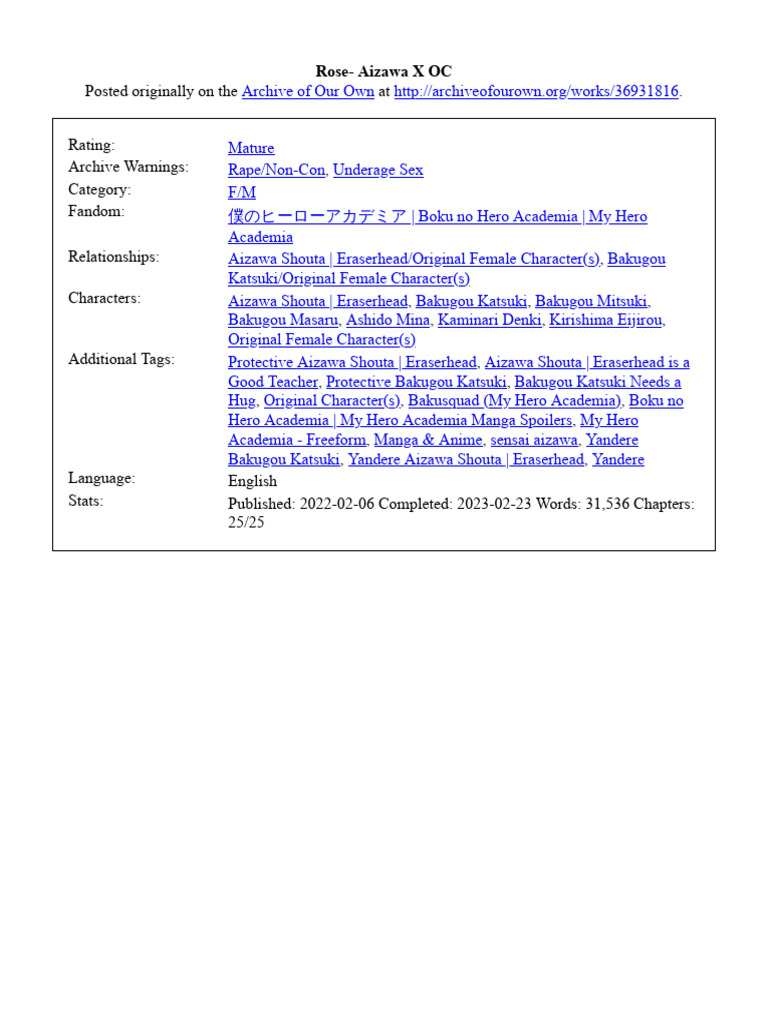 Rose- Aizawa X OC | PDF