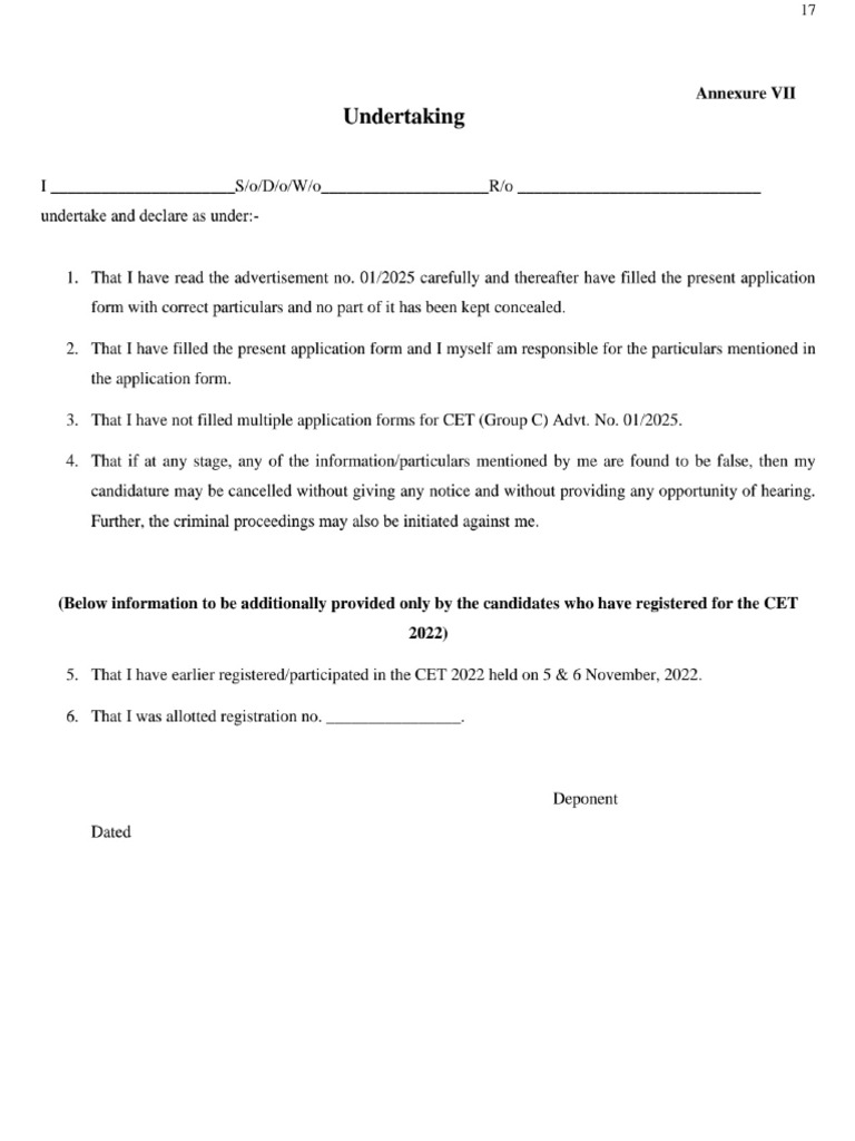 Annexure Vii Cet | PDF