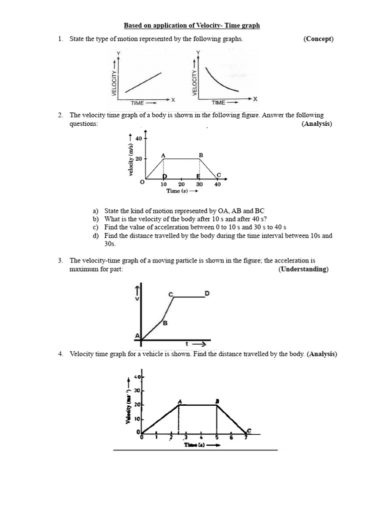 Self - Study-CFQ-S-t and V-T Graphs - Assignment | PDF | Acceleration | Velocity
