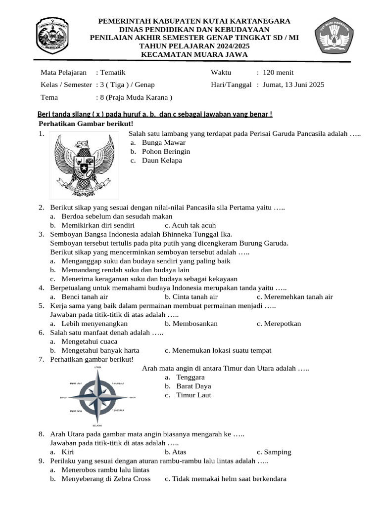 Soal k.2013 Kelas 3 Tema 8 Sitti Fatimah | PDF