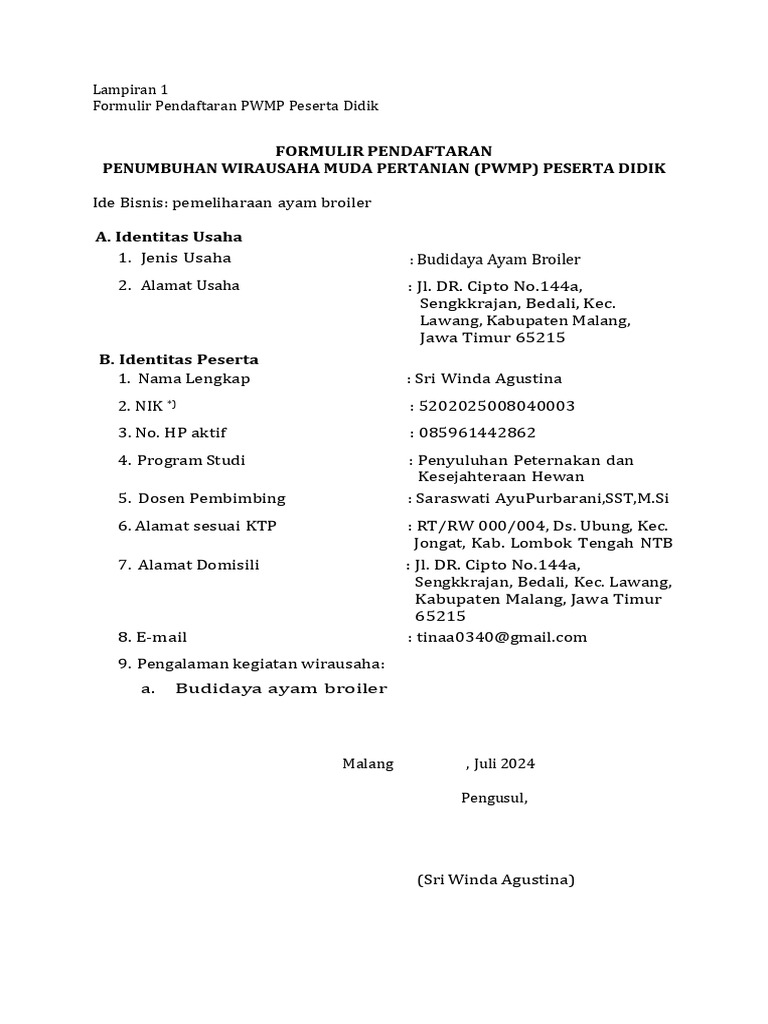 Proposal PWMP - Sri Winda Agustina - Fiks | PDF