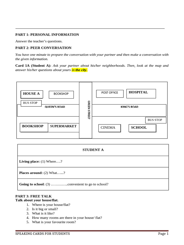Speaking Card For Students' Test - Tacb2 - 2024doc | PDF