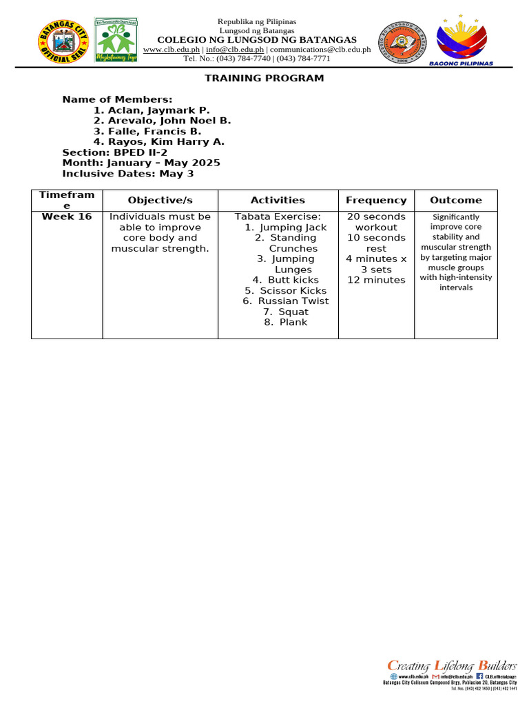 Training Program | PDF