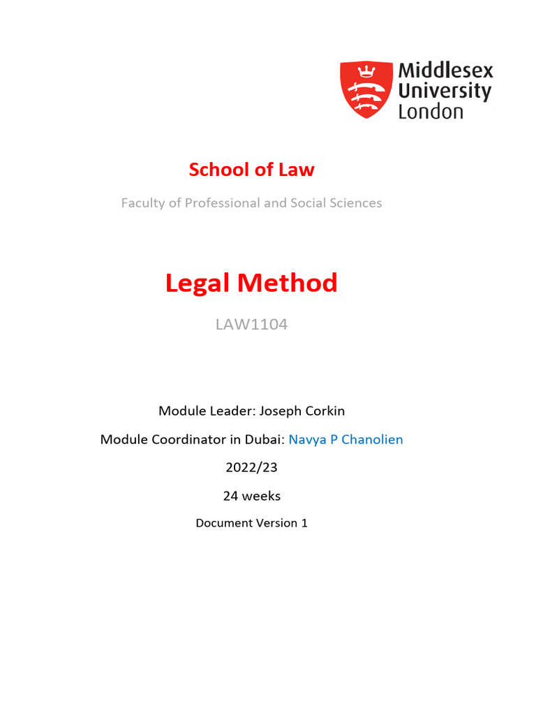 Legal Method (Module Handbook 2023 - 2024) | PDF | Plagiarism | Academic Integrity