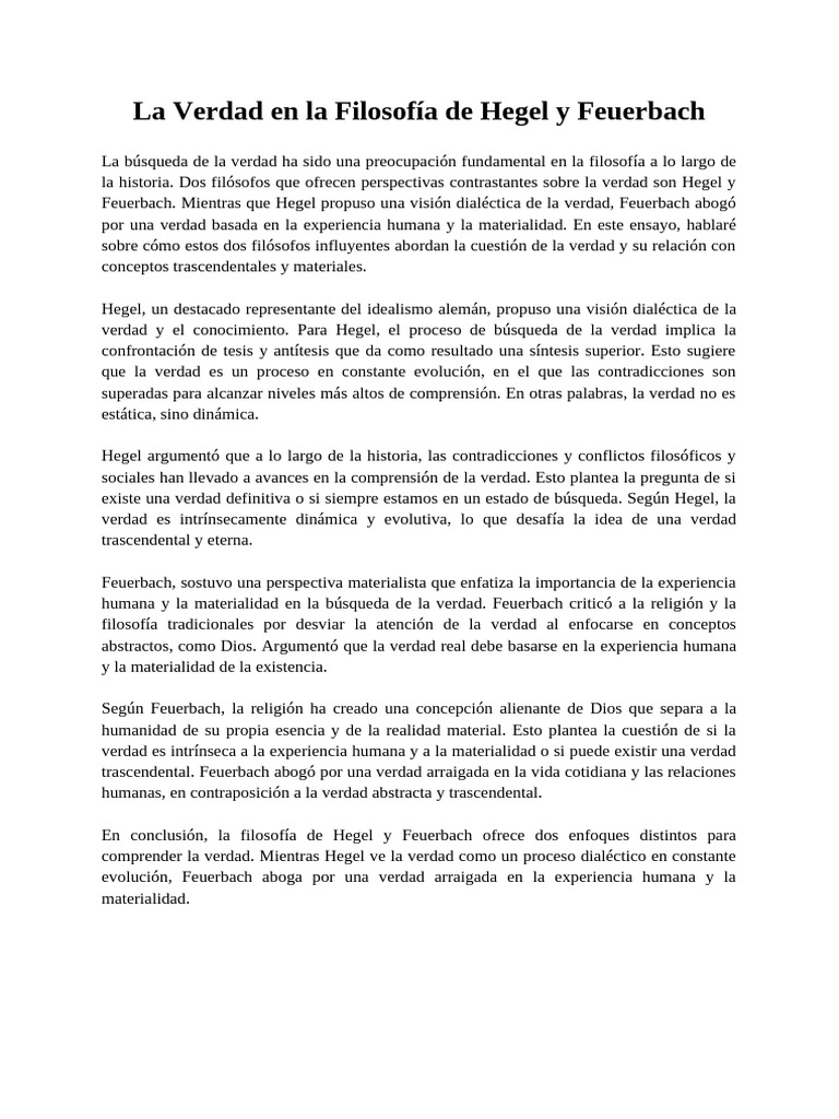 Ensayo Filosfia | PDF | Verdad | Georg Wilhelm Friedrich Hegel