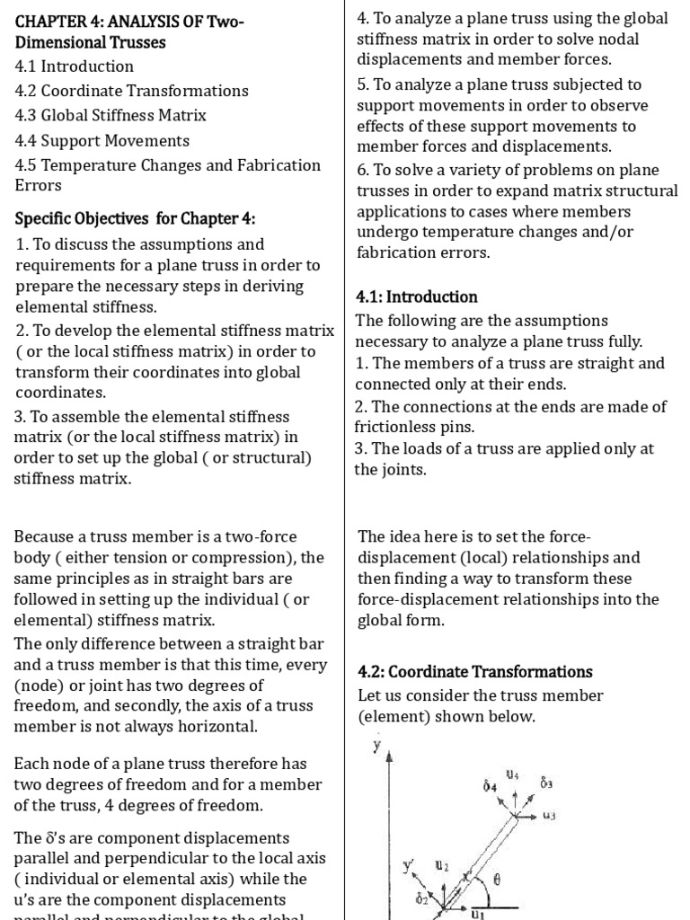 Lesson 4-Materials for Plane Trusses | PDF | Truss | Coordinate System