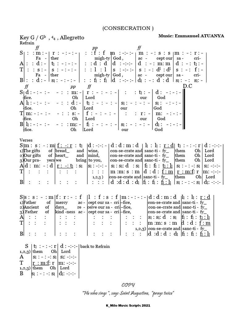 Father Accept Our Sacrifice Music | PDF | Worship