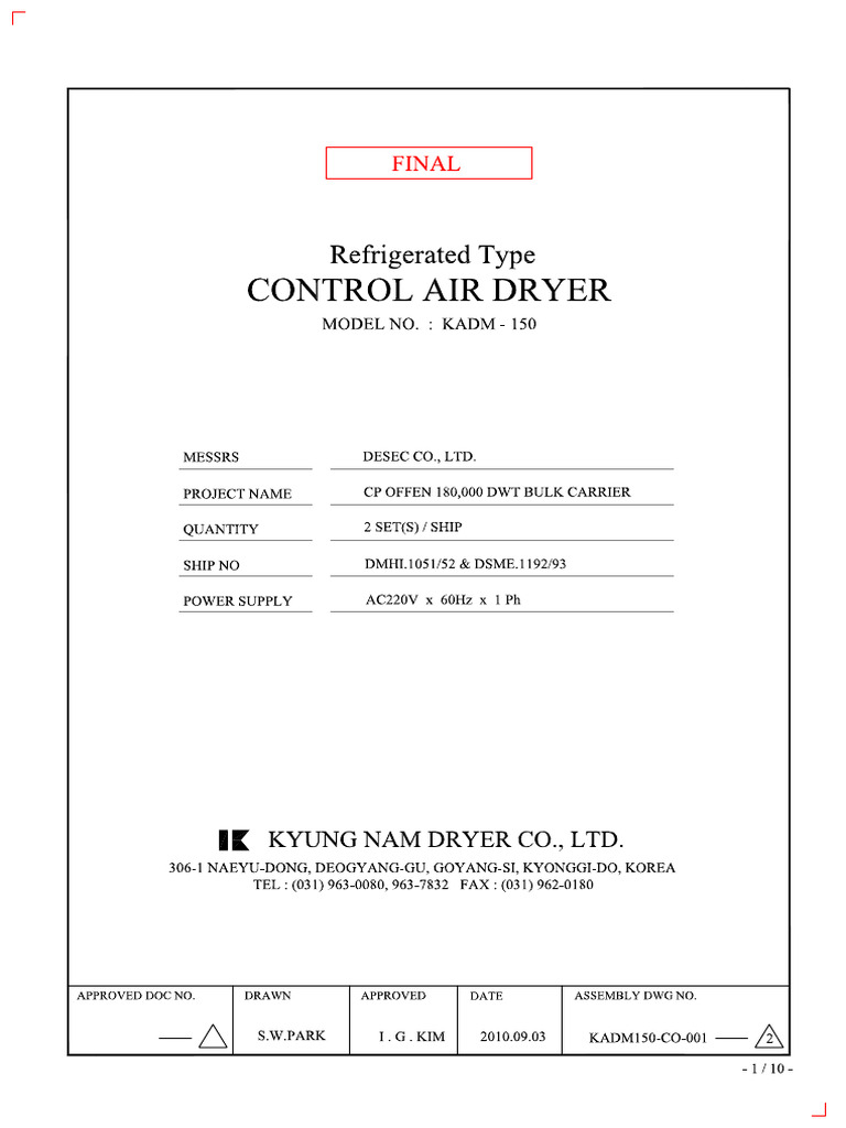 (100903) 1192 - 93 Final Drawing & Manual of Air Dryer | PDF | Clothes ...