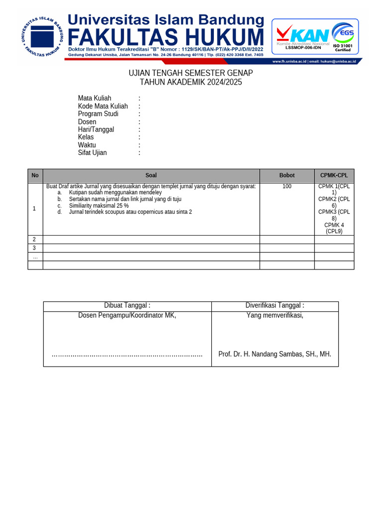 Format Soal Ujian | PDF